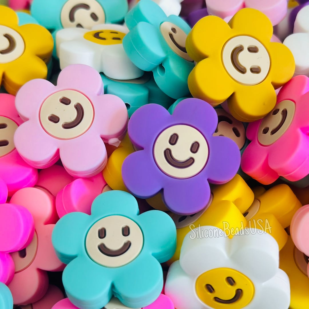NEW Daisy • Smiley Face • Emoji • Silicone Focal Beads for Pen Wristlet ...