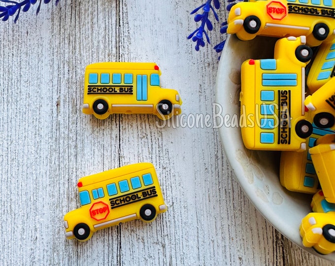 School Bus Bead Beads for Pen Back to School Teacher Beads Apple Focal ...