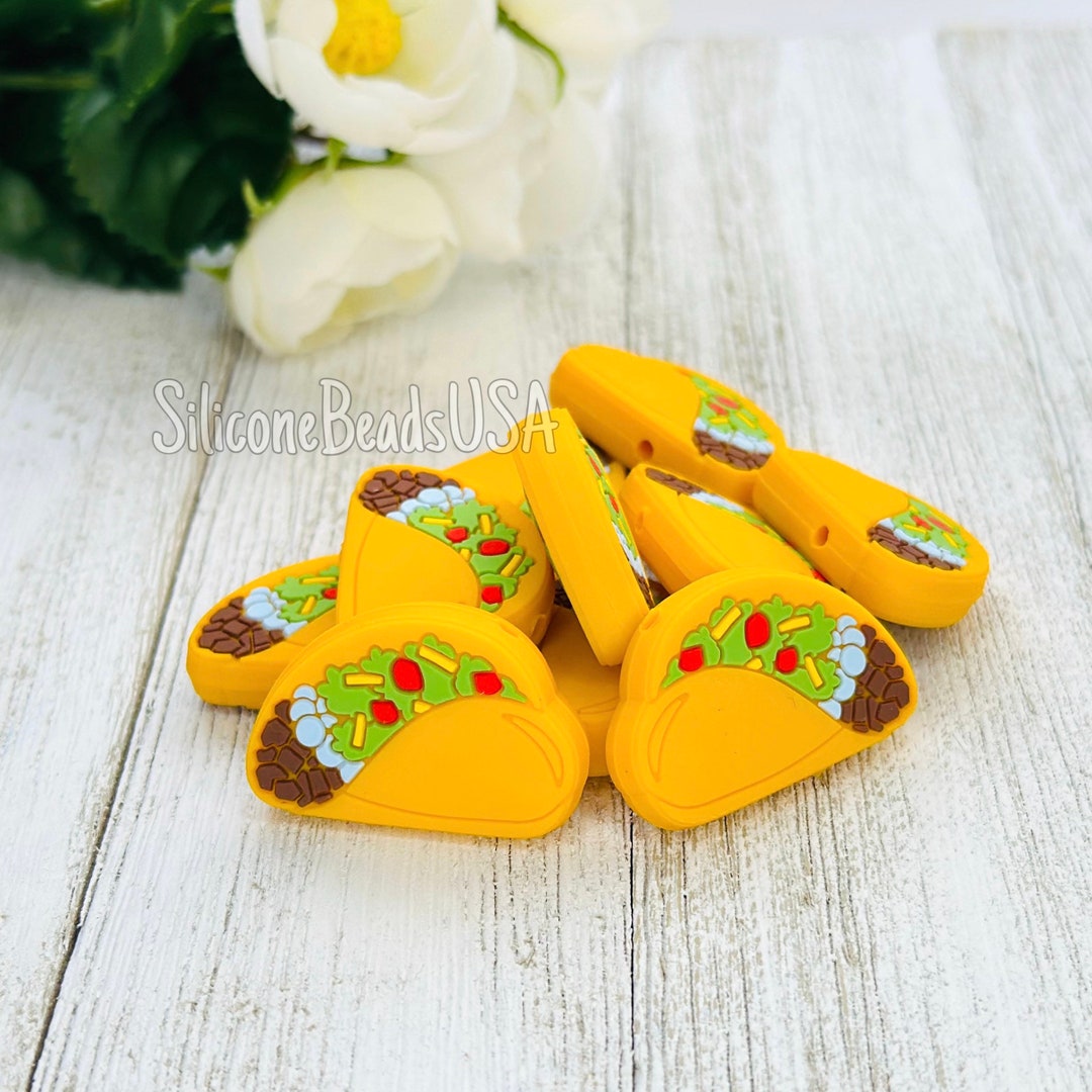 Taco Beads Silicone Focal Bead Loose Sensory Beads Spanish Food Beads ...