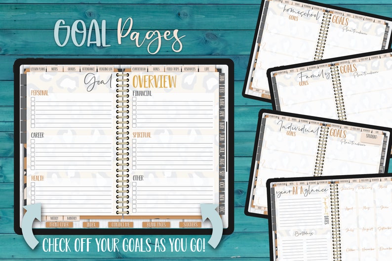 Leopard print homeschool Digital planner undated Goodnotes | Etsy