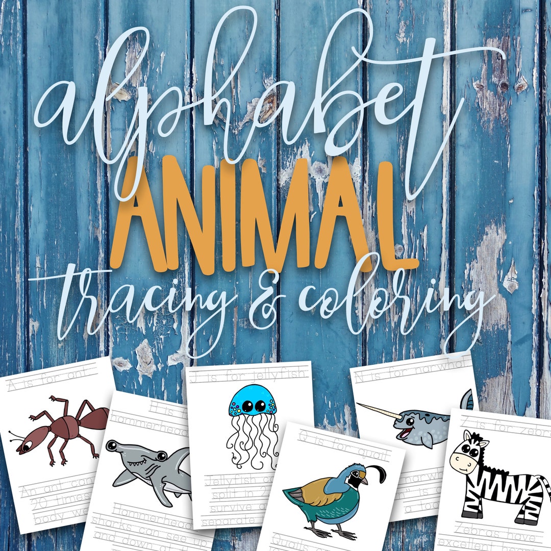 Alphabet Animal Hand Drawn Tracing Pages, Animal Copy Work, Printable ...