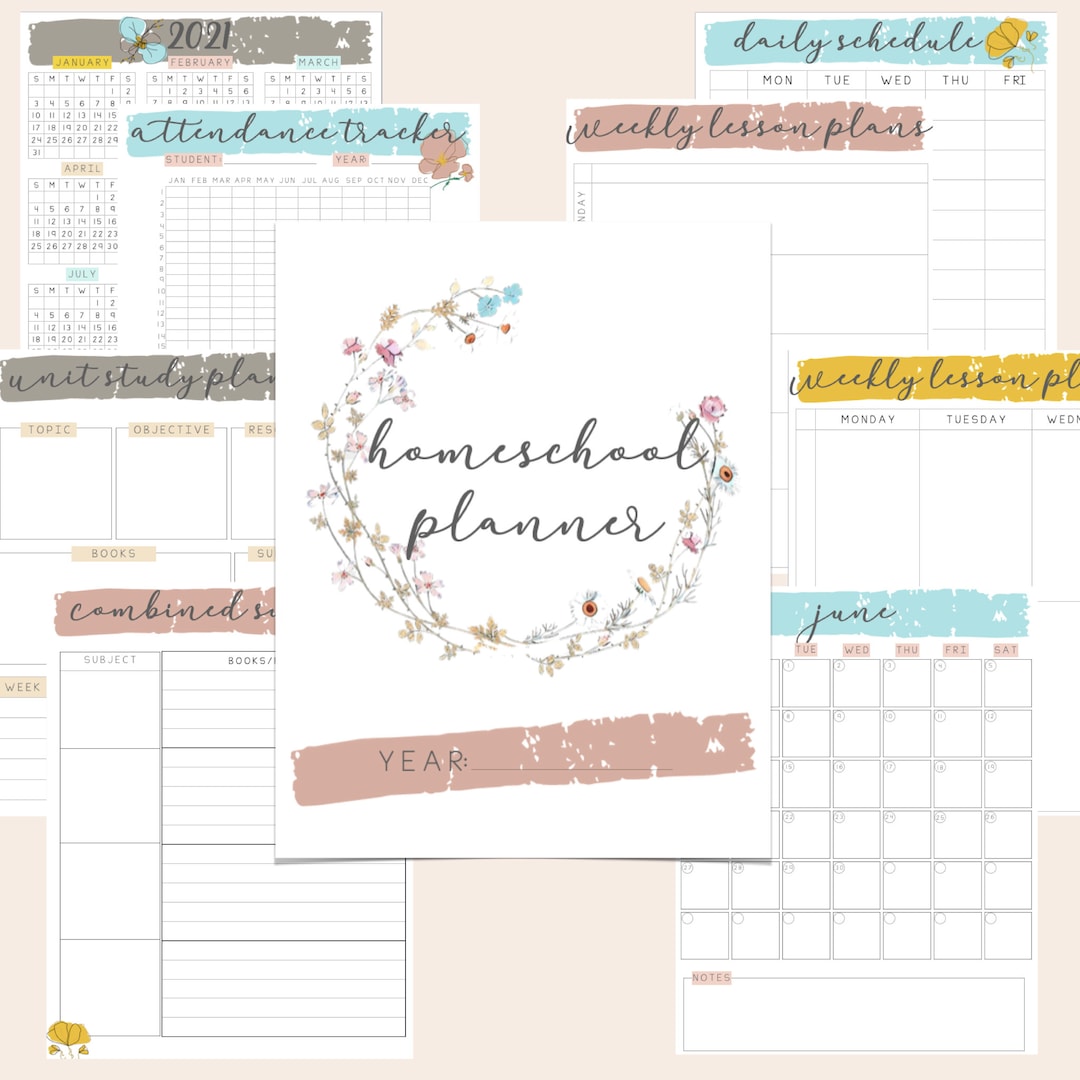 Undated Printable Homeschool Planner, Floral, Digital Download - Etsy