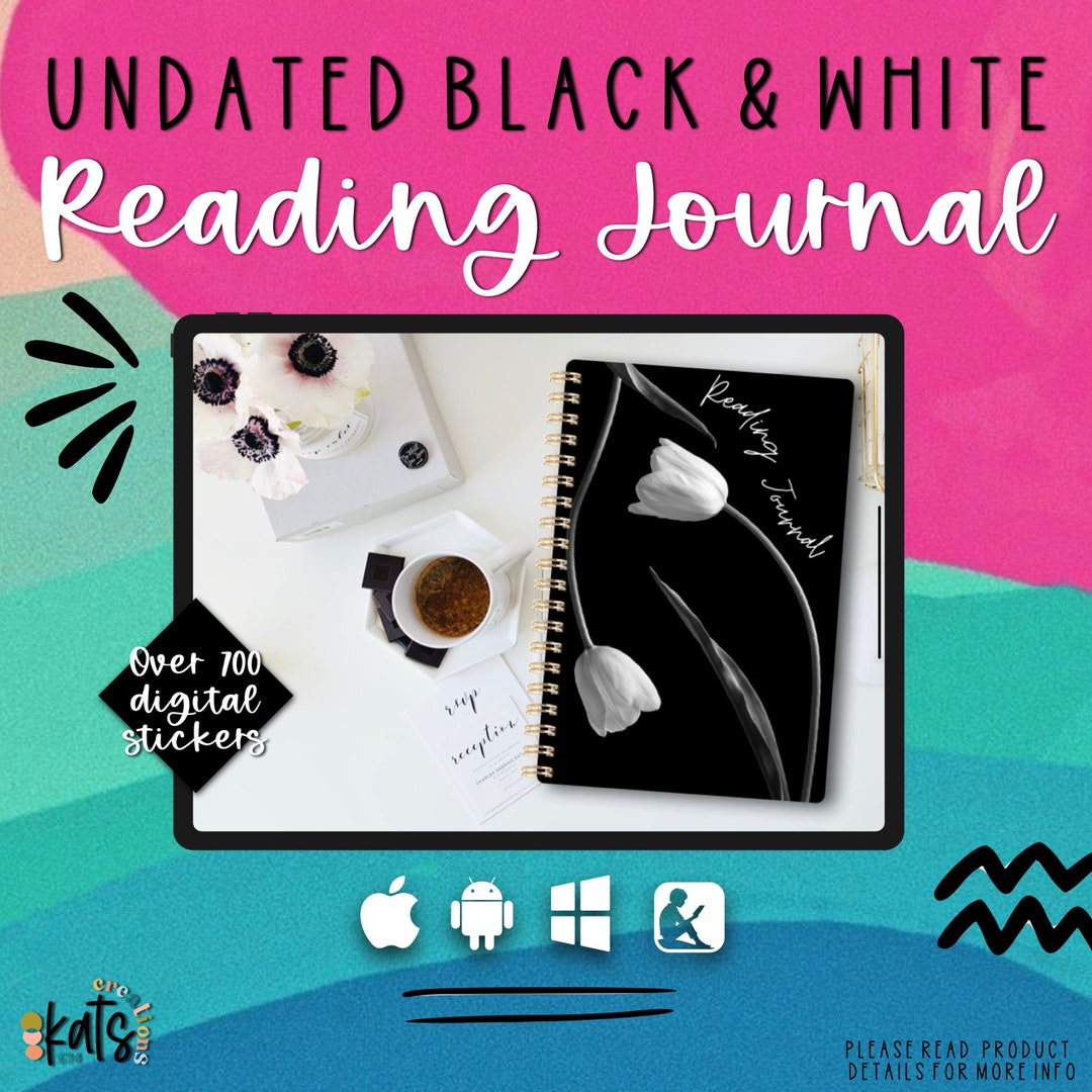 Undated Black & White Digital Reading Journal | Reading Journal | Book ...