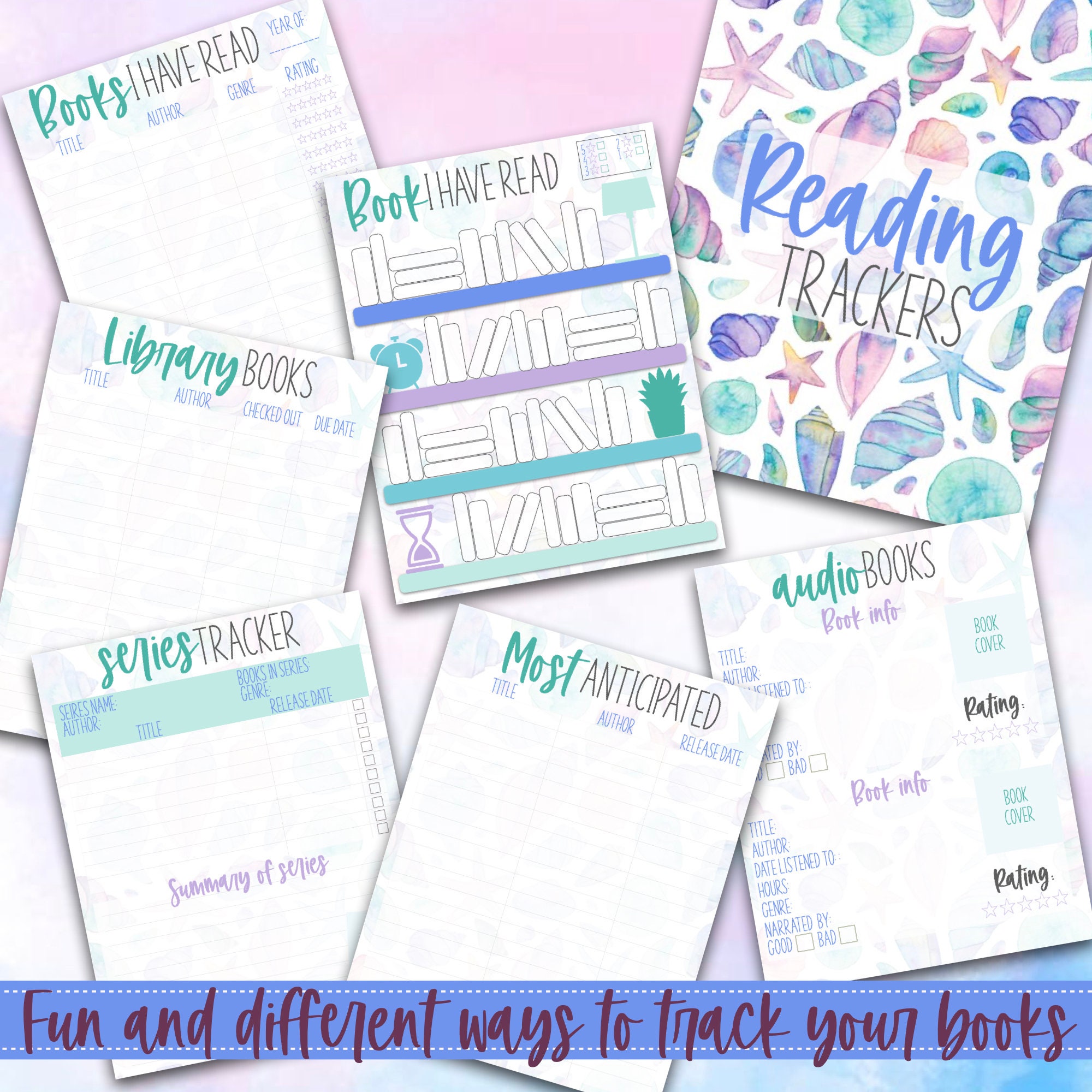 Seashell Printable Reading Journal digital download instant | Etsy