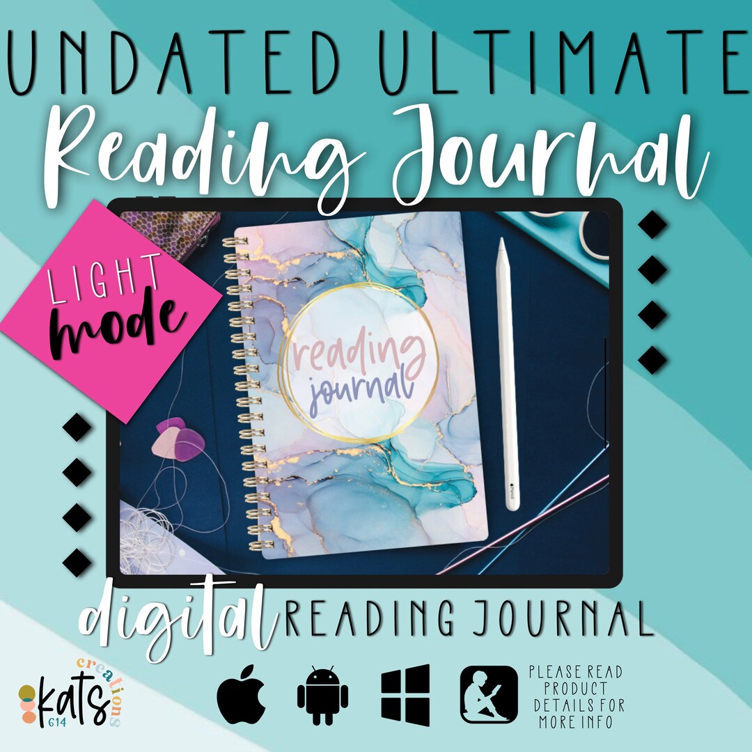 UNDATED Digital Teal Marble Reading Journal - Goodnotes, Notability ...