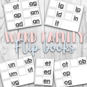 Word Family Flip Books, Printable Flip Books, Short Vowel Word Families ...