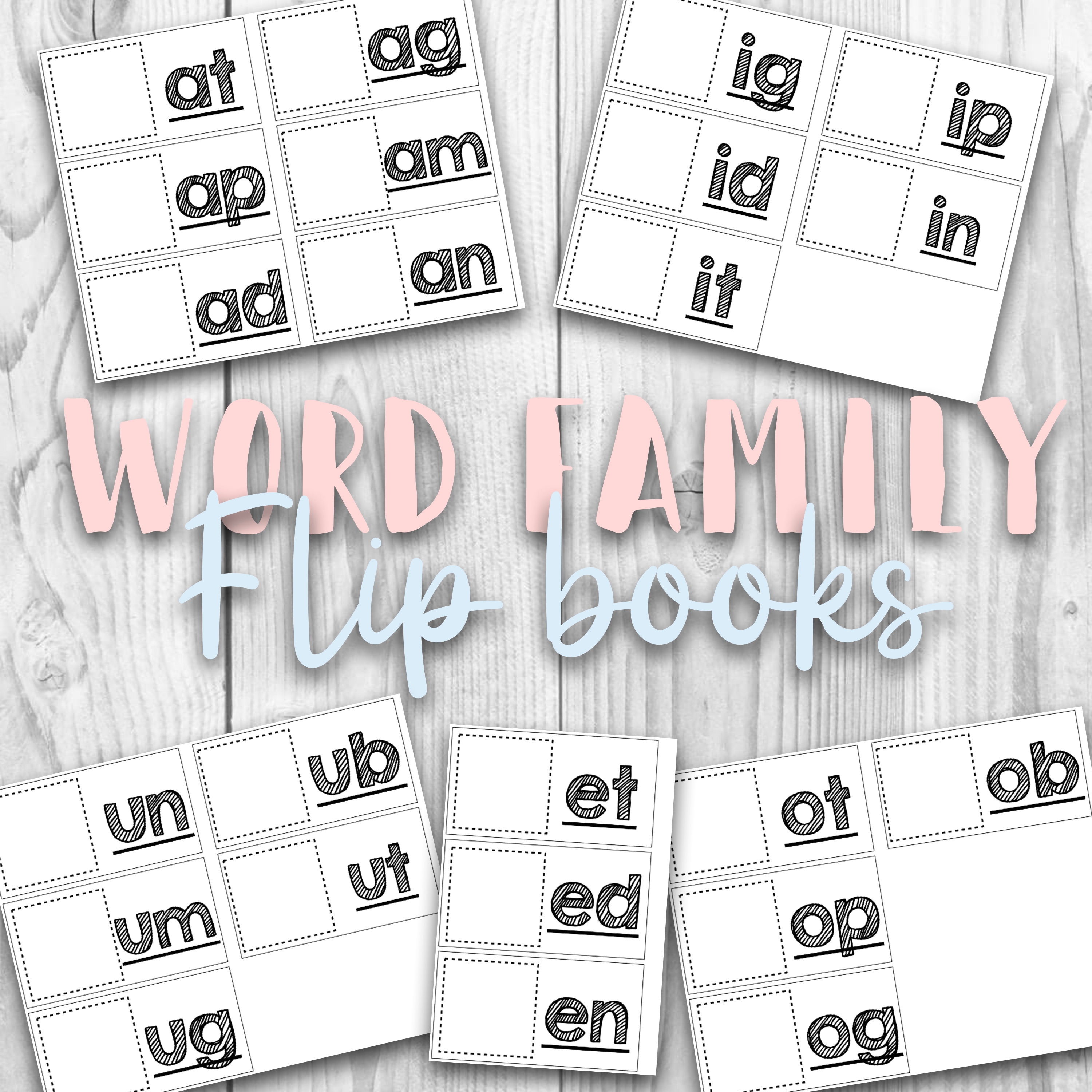 Word Family Flip Books, Printable Flip Books, Short Vowel Word Families ...