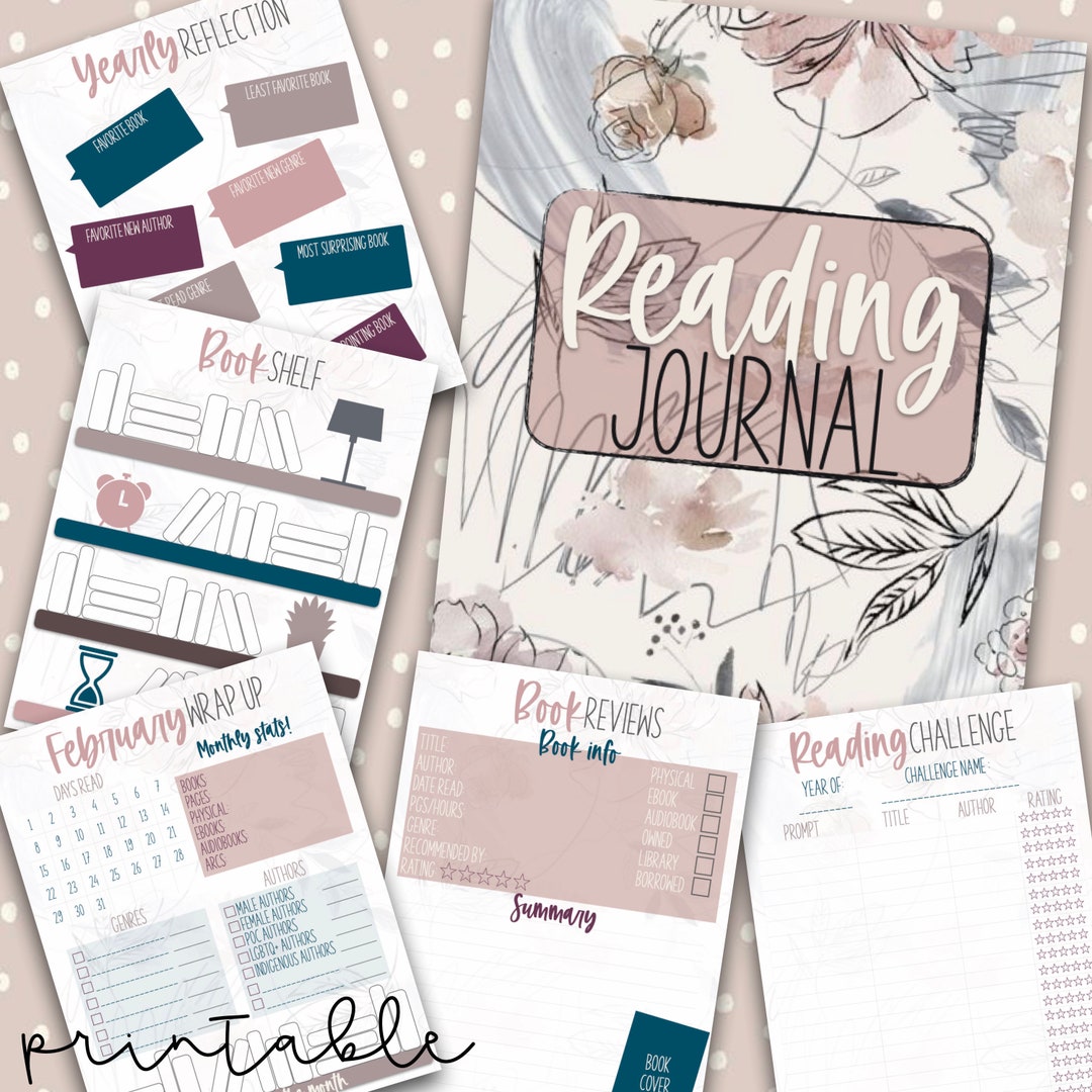 Printable Reading Journal, Vintage Floral, Digital Download, Instant ...
