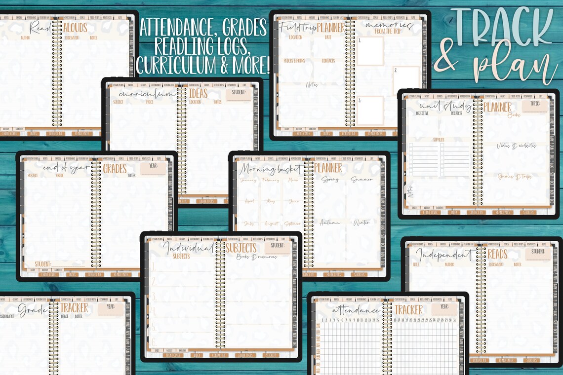Leopard print homeschool Digital planner undated Goodnotes | Etsy