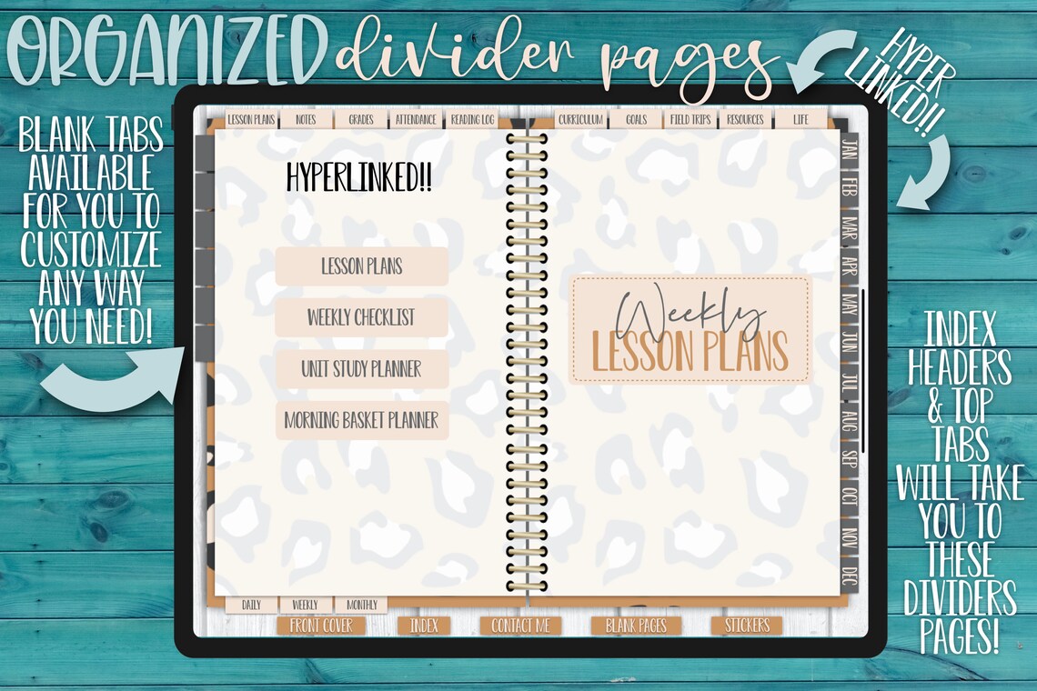 Leopard Print Homeschool Digital Planner, Undated, Goodnotes Planner ...