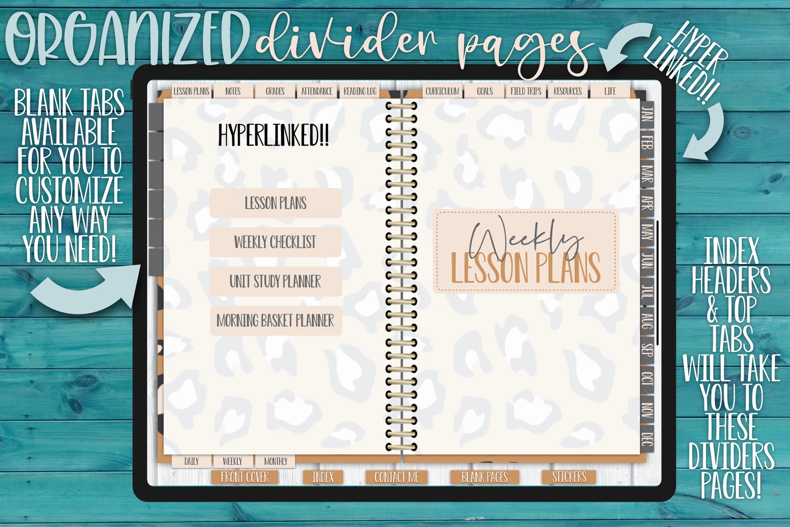 Leopard print homeschool Digital planner undated Goodnotes | Etsy
