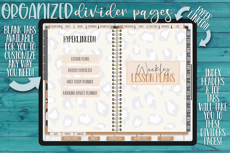 Leopard print homeschool Digital planner undated Goodnotes | Etsy