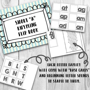 Word Family Flip Books, Printable Flip Books, Short Vowel Word Families ...