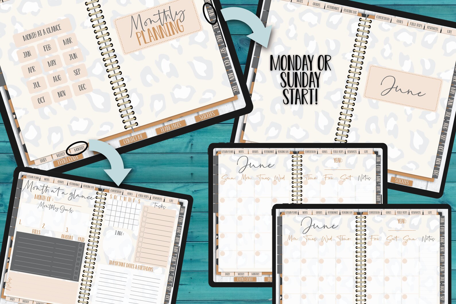 Leopard Print Homeschool Digital Planner, Undated, Goodnotes Planner ...
