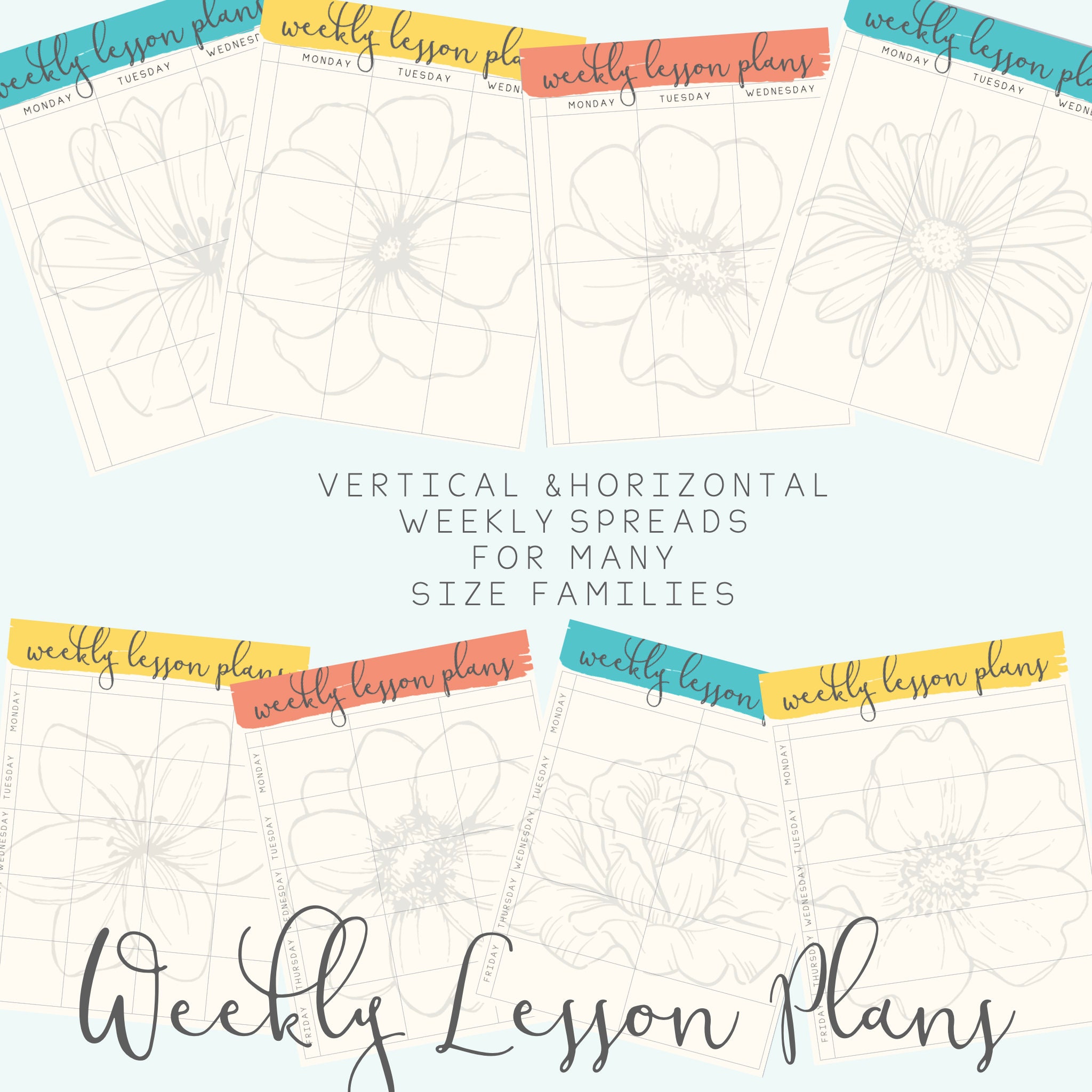 Undated Printable Homeschool Planner Vibrant Floral Design | Etsy