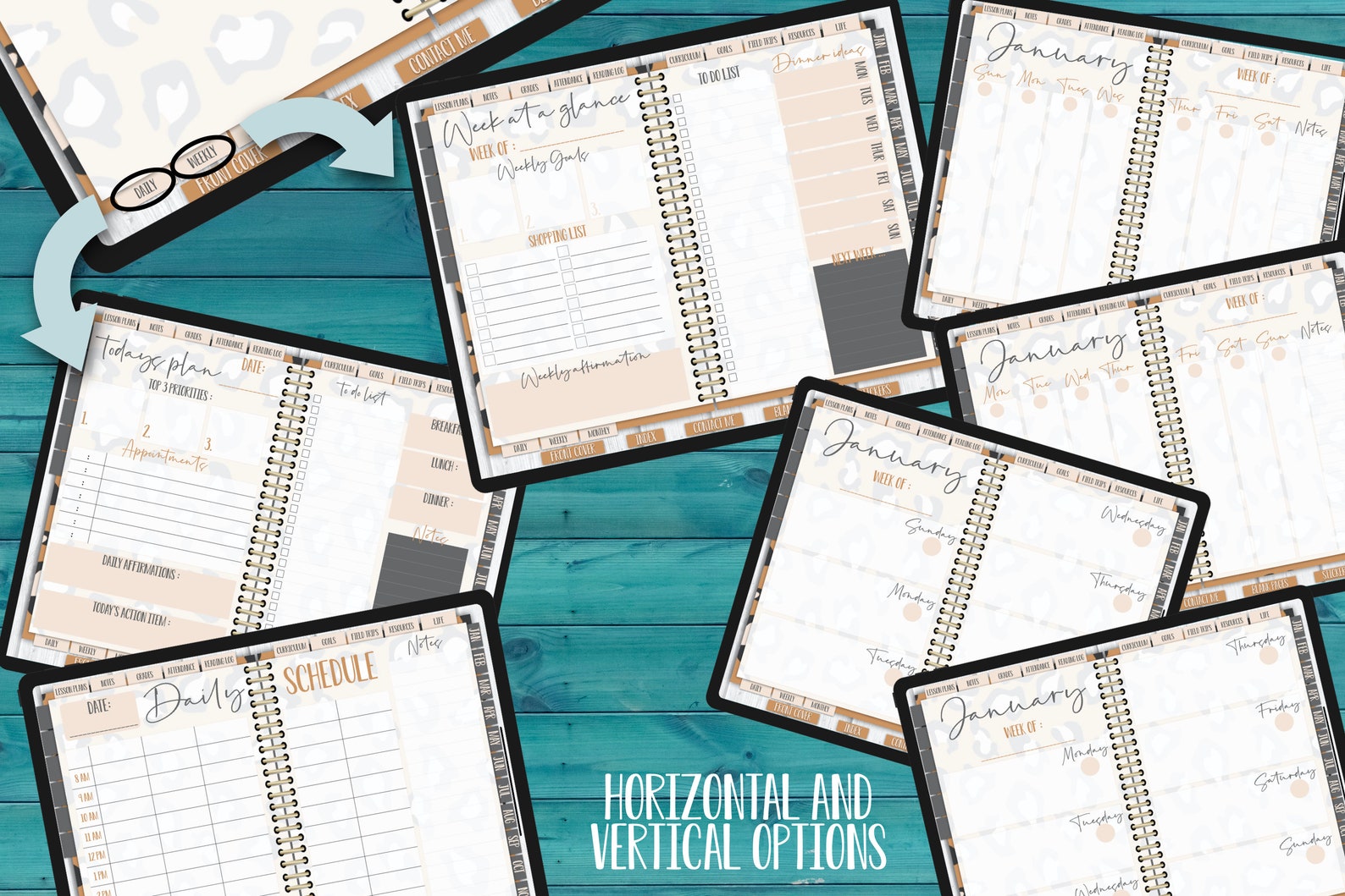 Leopard print homeschool Digital planner undated Goodnotes | Etsy