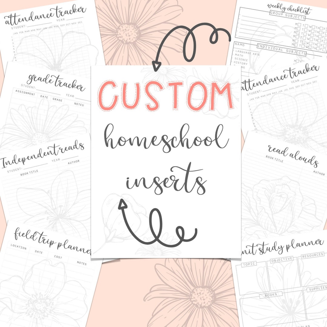 Custom Homeschool Insert Bundle, Printable, Digital Download - Etsy