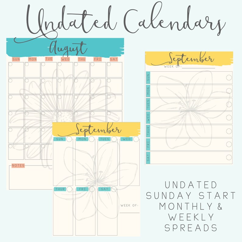Undated Printable Homeschool Planner Vibrant Floral Design | Etsy