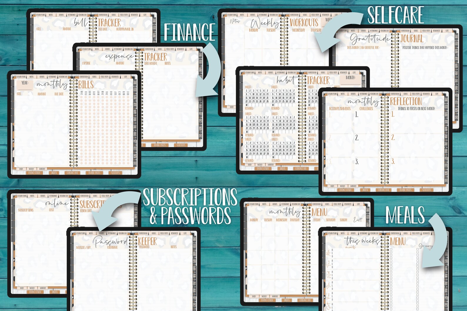 Leopard print homeschool Digital planner undated Goodnotes | Etsy