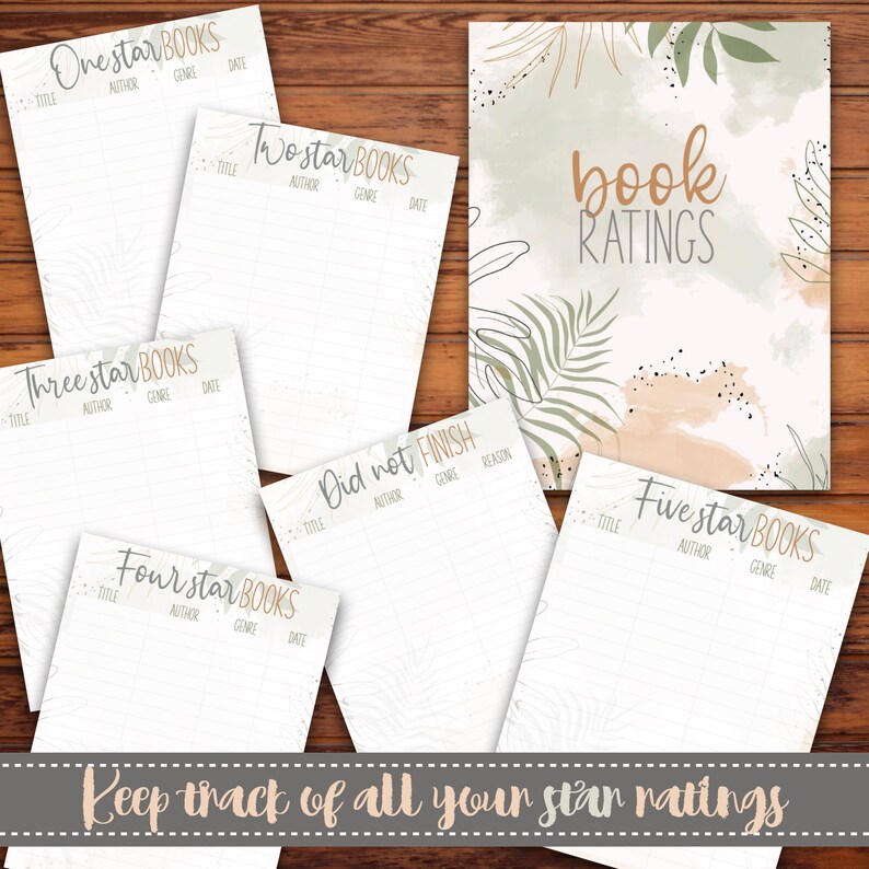 Printable Reading Journal Leafy Watercolor Digital Download - Etsy
