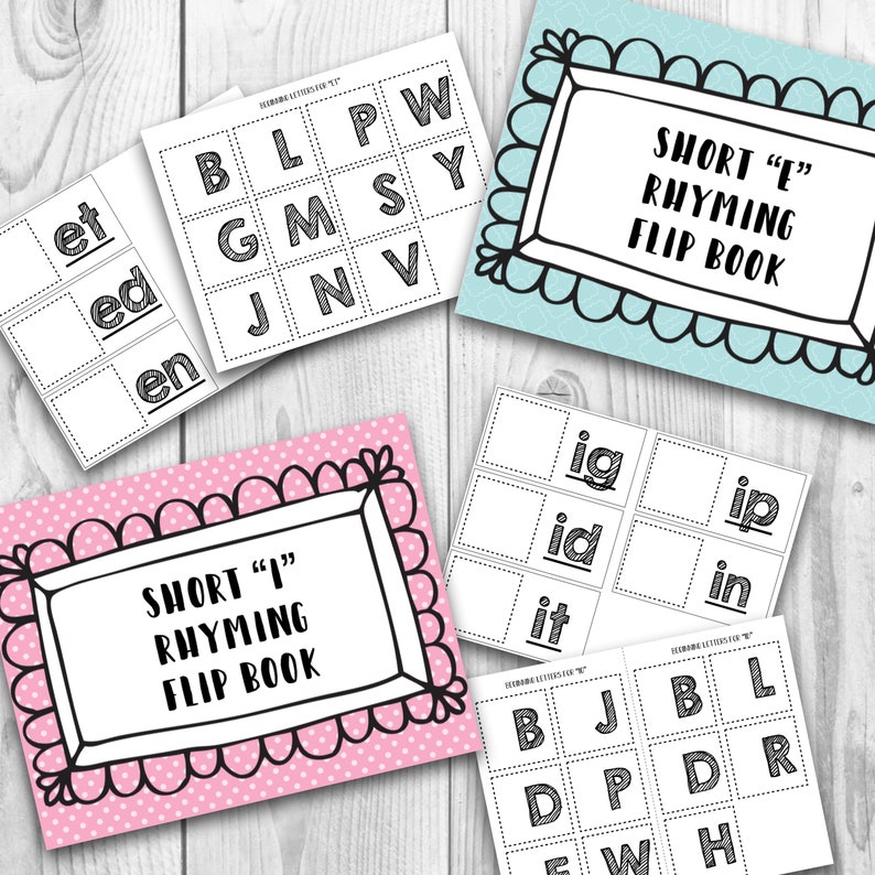 Word Family Flip Books, Printable Flip Books, Short Vowel Word Families ...