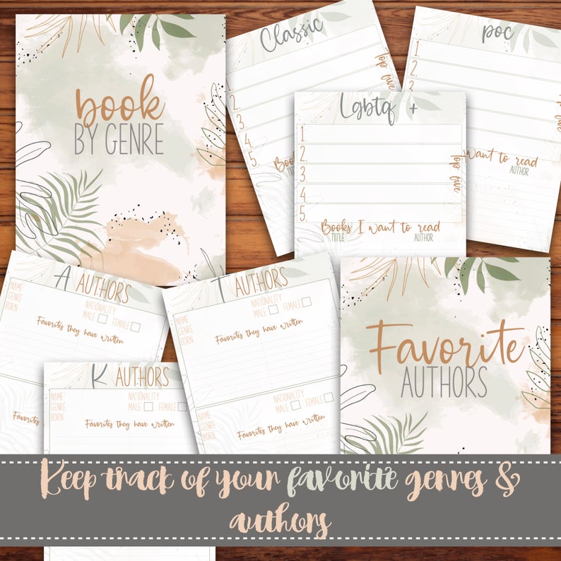 Printable Reading Journal Leafy Watercolor Digital Download | Etsy