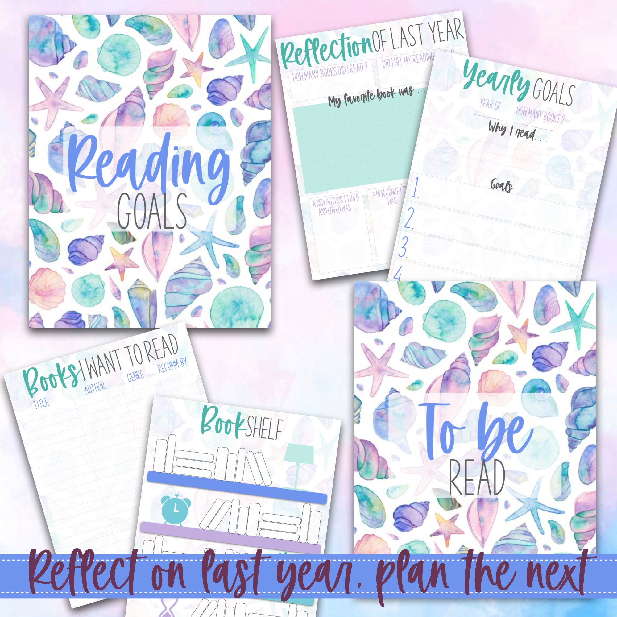 Seashell Printable Reading Journal digital download instant | Etsy