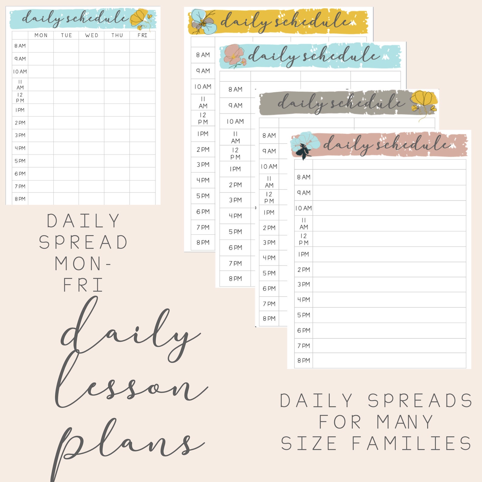 Undated printable homeschool planner floral digital download | Etsy