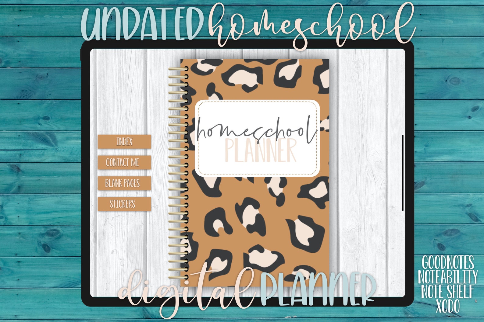 Leopard print homeschool Digital planner undated Goodnotes | Etsy