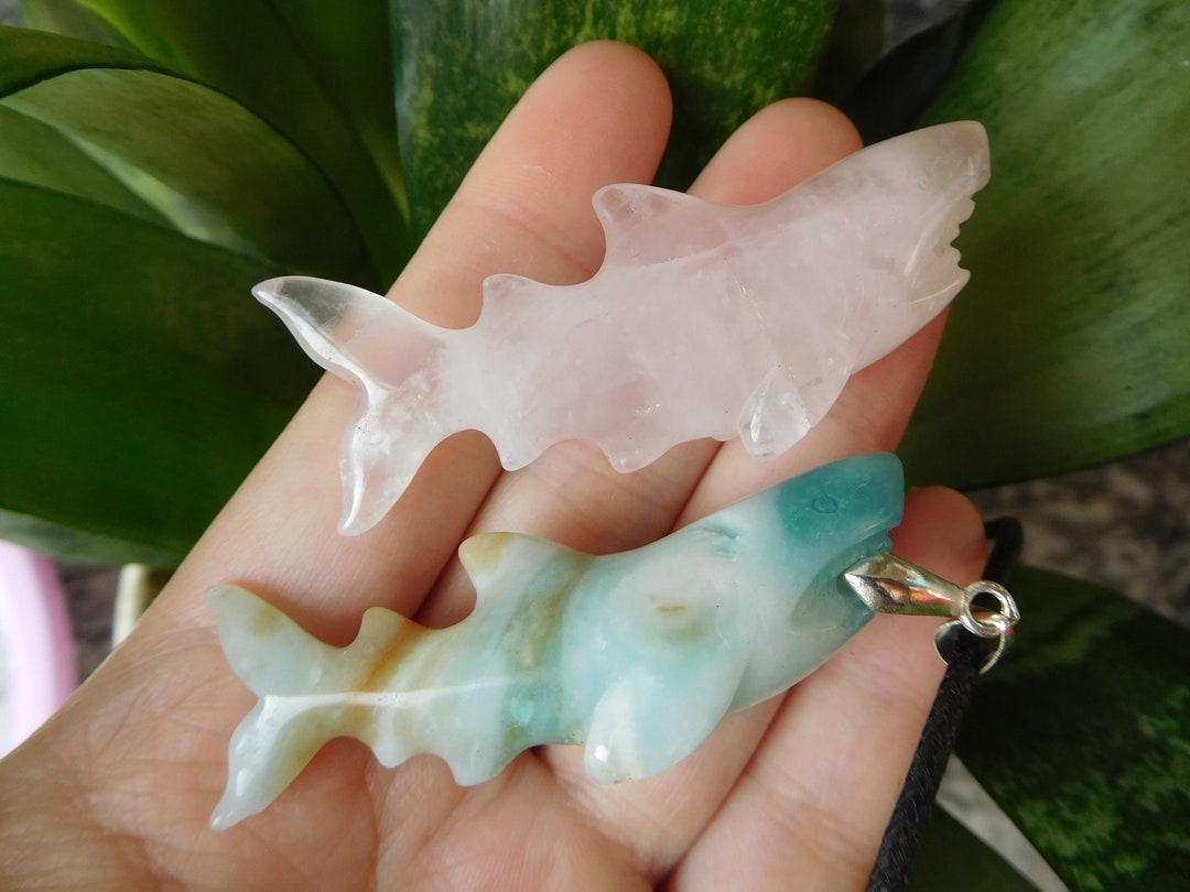Crystal Carving Shark. Gemstone Carve Shark Pendant.fetish Stone Shark ...