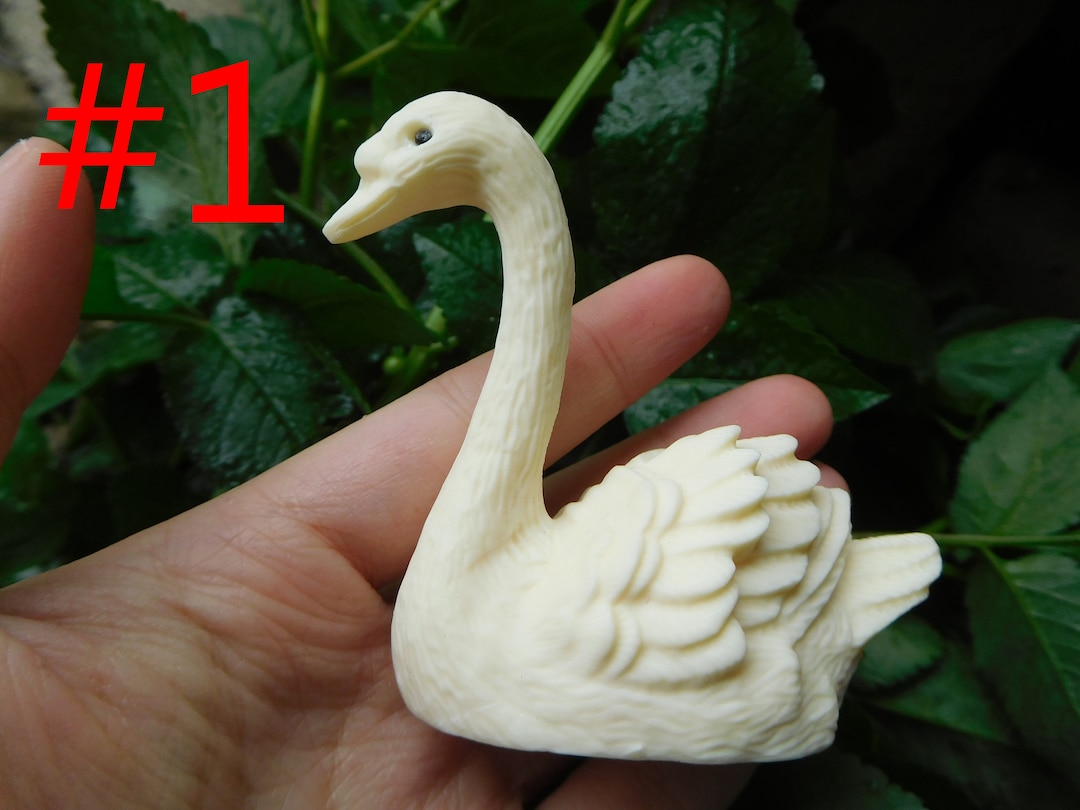 Tagua Nut Carving Swan Decoration. Stone Carve Cute Chick. Tagua Nut ...