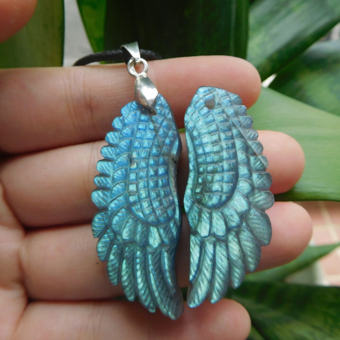 Carve Labradorite Wing. Carved Angel Wing. Wing Necklace. Wing Charms ...