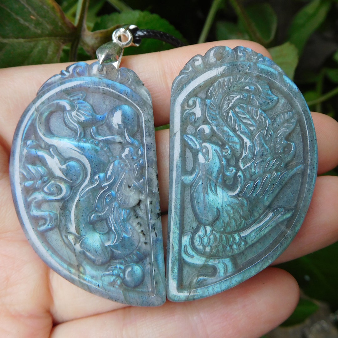 Carve Crystal Pendant Labradorite Dragon. Carve Phoenix Pendant. Lover ...