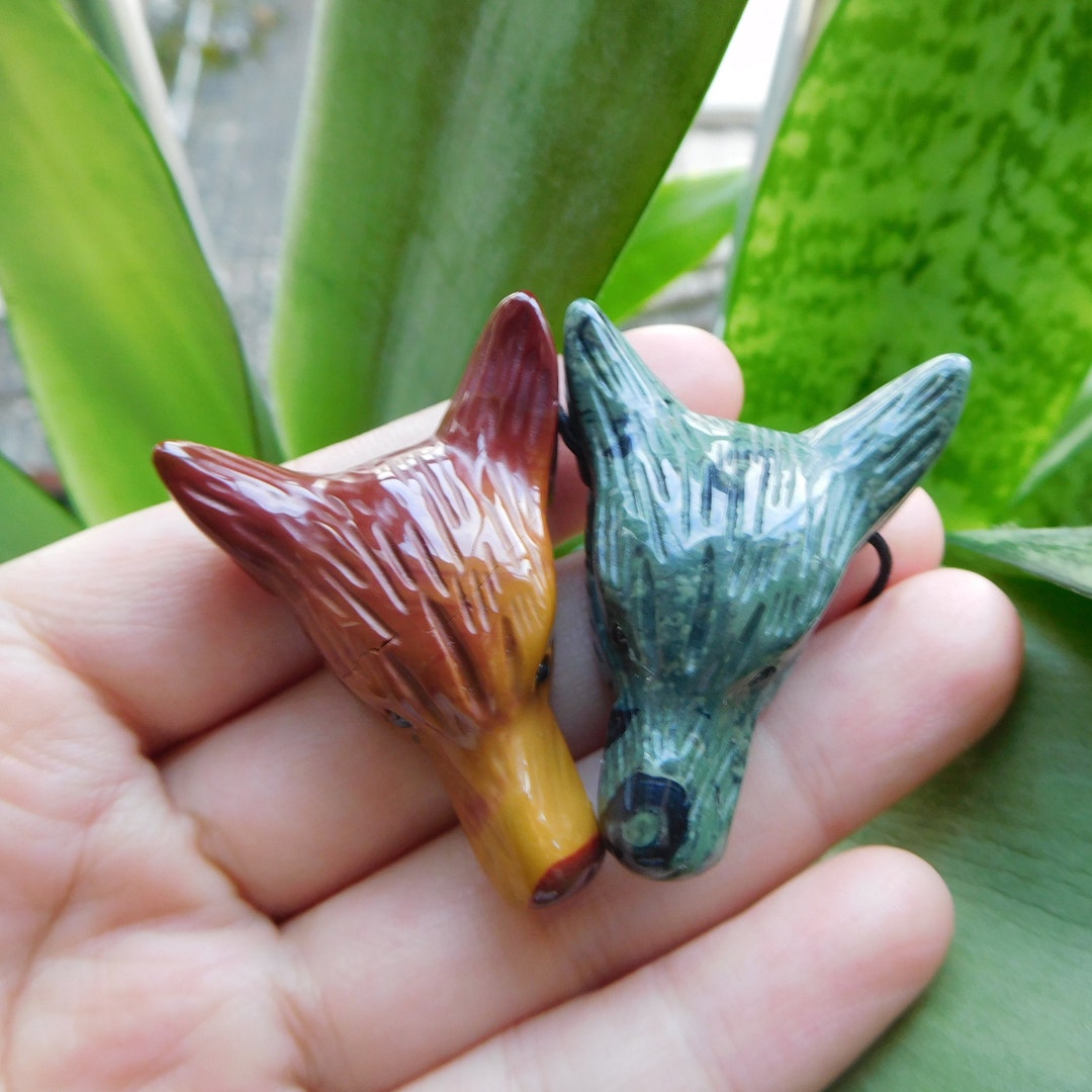 Carve Gemstone Wolf Head. Carved Wolf Pendant. African Jade Wolf ...