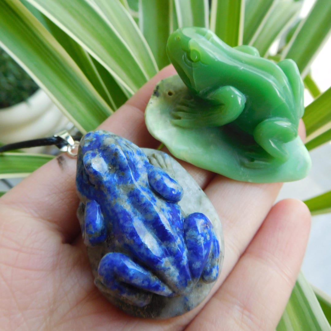 Gemstone Carved Frog. Lapis Lazuli Frog. Animal Craft. Chrysoprase ...