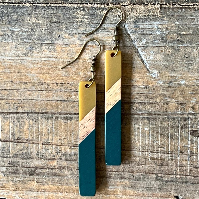 Wood Resin Earrings - Etsy