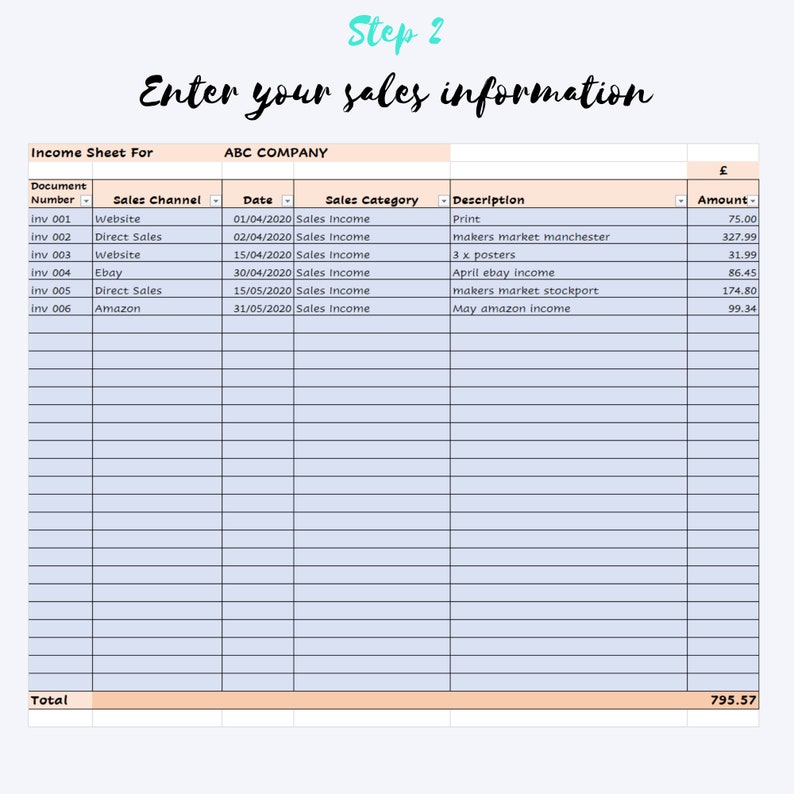 Simple Income and Expenditure (sales and Costs) Microsoft Excel ...