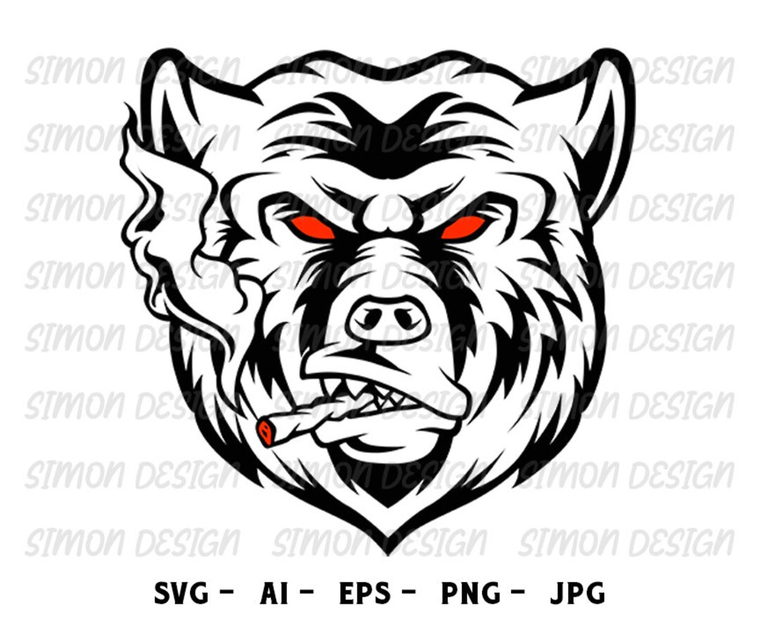 Smoking Bear Svg, Cannabis Bear Svg, Weed Svg, Weed Clipart, Cannabis ...
