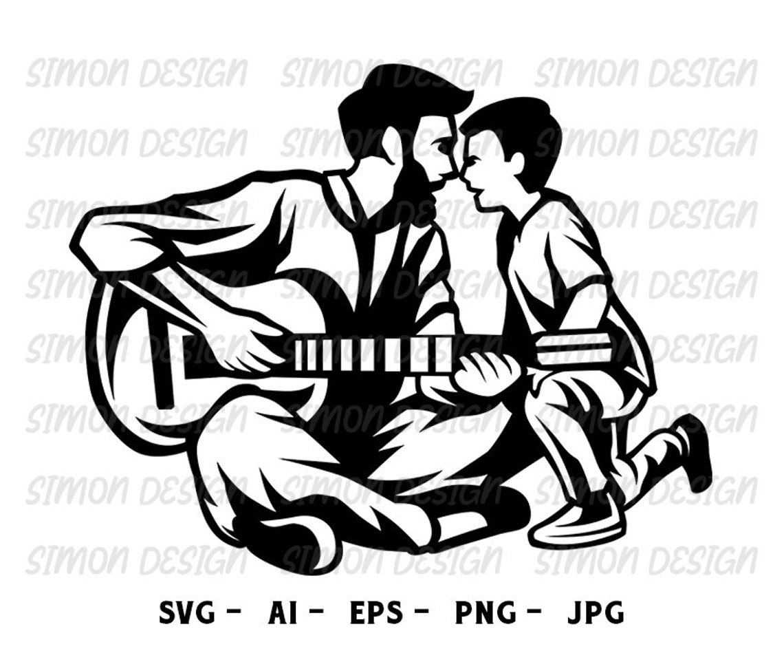 Father and Son Svg Guitar Svg Father and Son Playing Guitar - Etsy