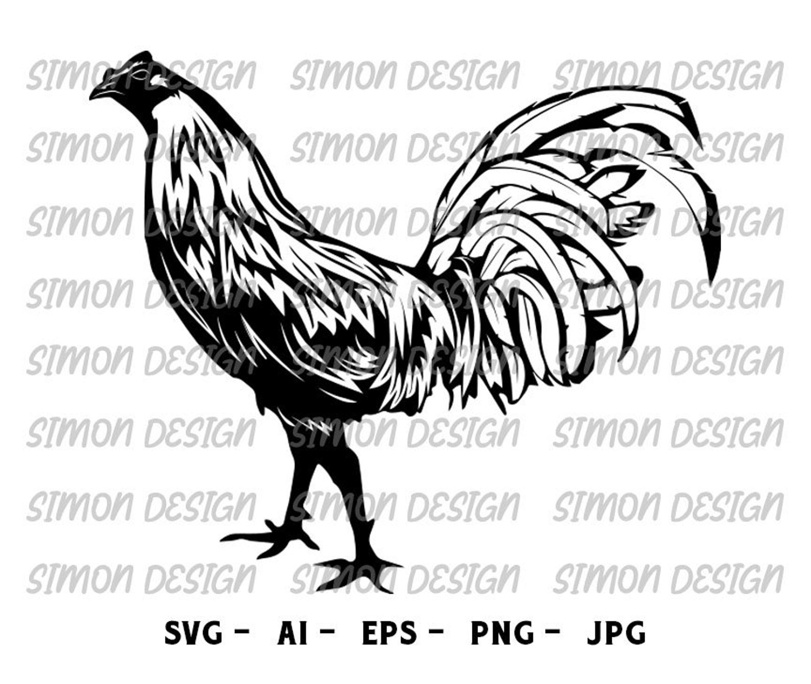 Rooster Svg Chicken SVG Rooster Design Fighting Rooster - Etsy