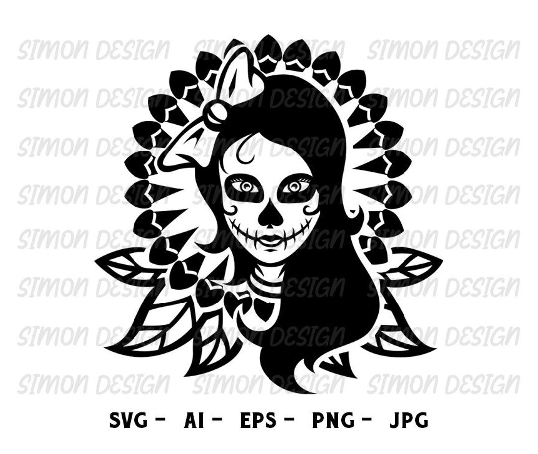 Sugar Skull Svg, Skull Svg, Girl Svg, Girl Skull Svg, Tattoo Svg ...