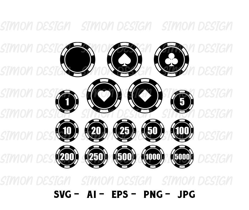 Poker Chips SVG, Casino Clipart, Cricut & Silhouette Files (instant ...