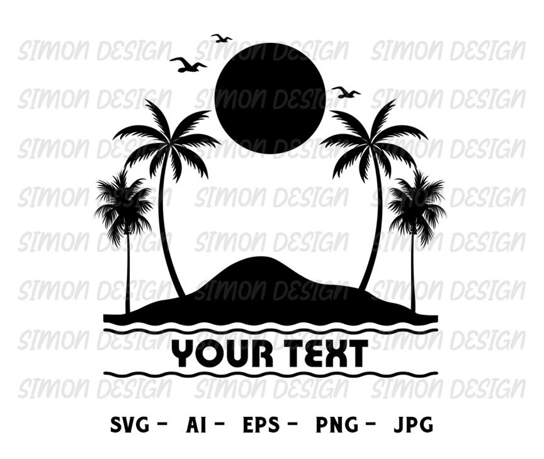 Beach Svg, Sunset Svg, Palm Tree Svg, Ocean Svg, Silhouette,svg ...