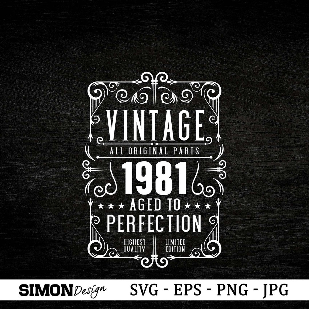 Vintage 1981 Birthday SVG, Aged to Perfection Design (digital Download ...