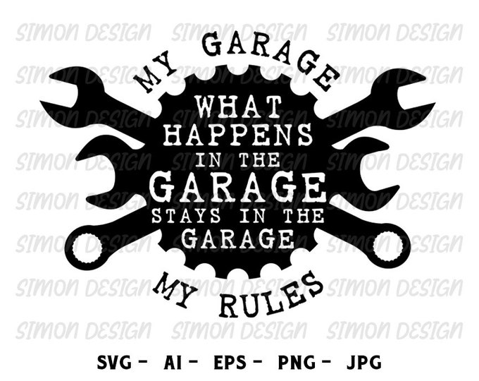 Dad's Garage Sign SVG, Farmhouse Sign SVG, My Tools My Rules Sign ...
