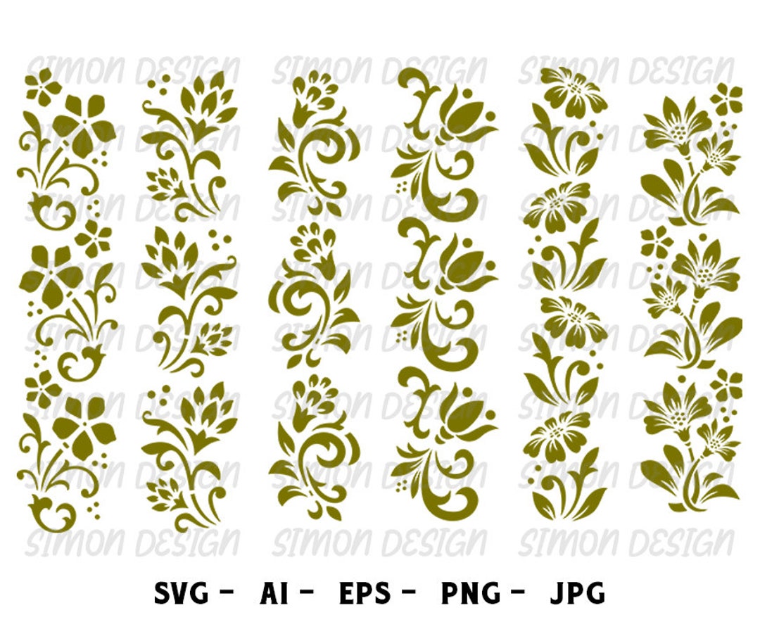 Floral Svg, Vector Floral Filigree Pattern Silhouette Cut File- Svg ...
