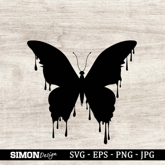 Melting Butterfly Svg Dripping Butterfly Svg Silhouette and | Etsy