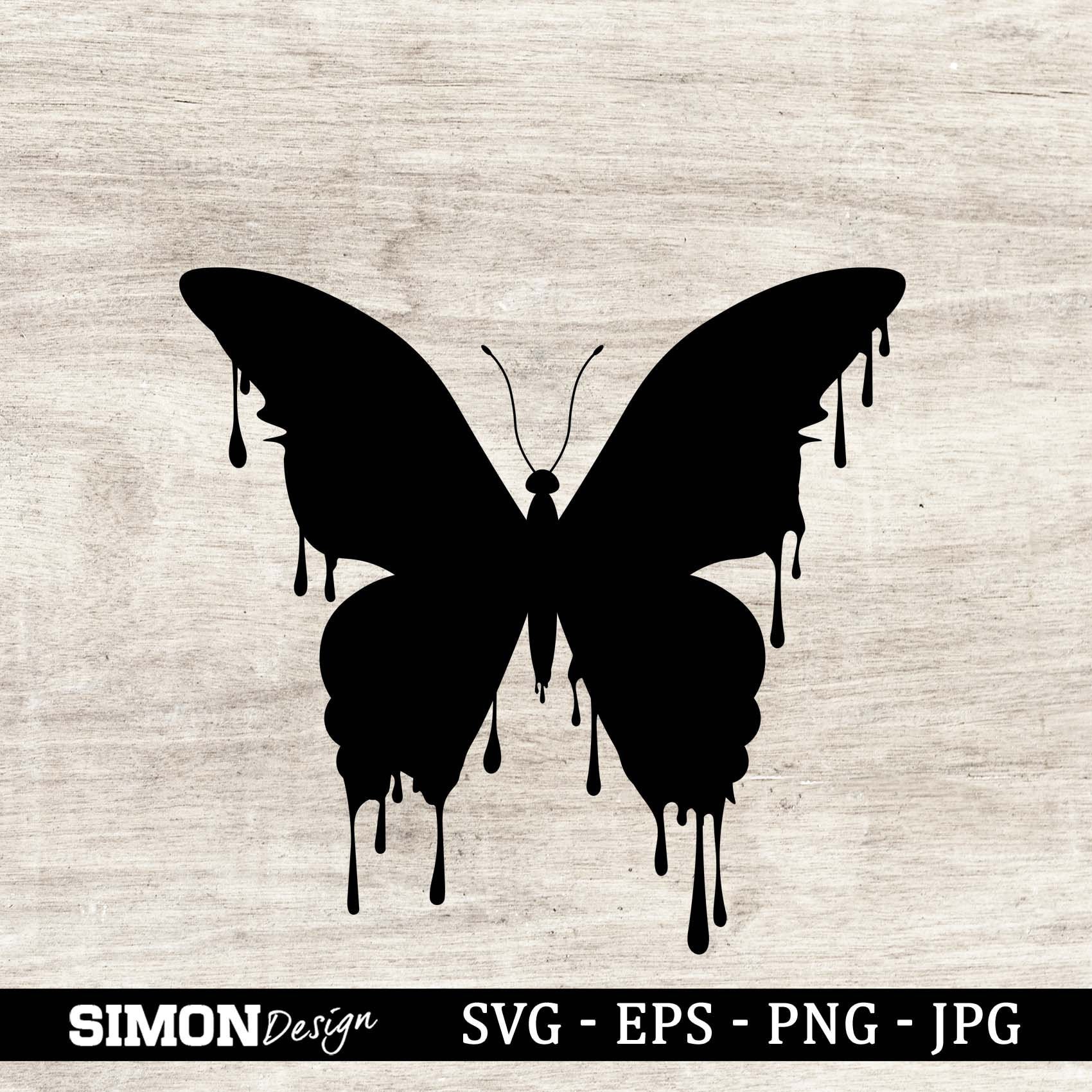 Melting Butterfly Svg Dripping Butterfly Svg Silhouette and | Etsy