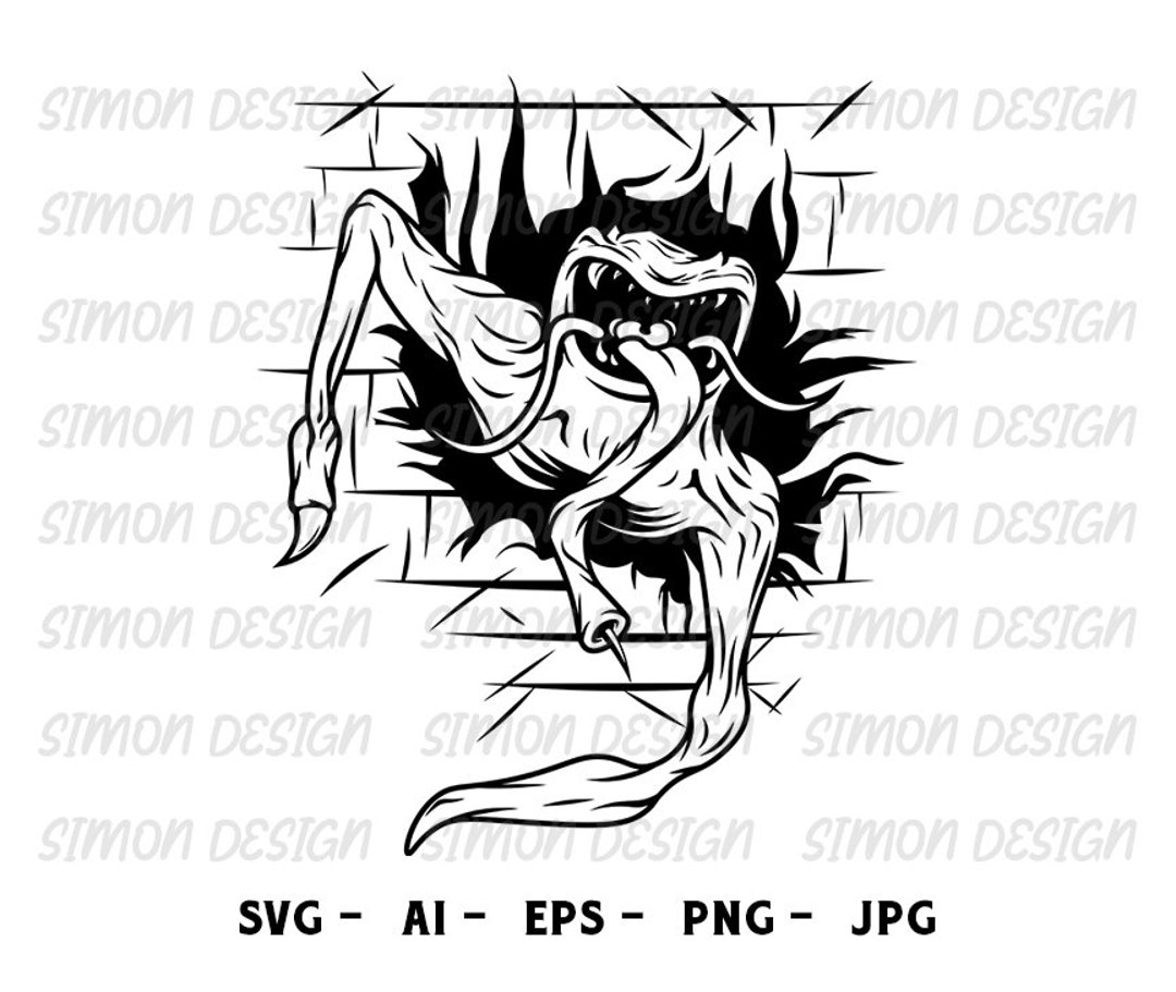 Monster Creatures Svg, Monster in the Wall Svg, Monster Svg, Wall Art ...