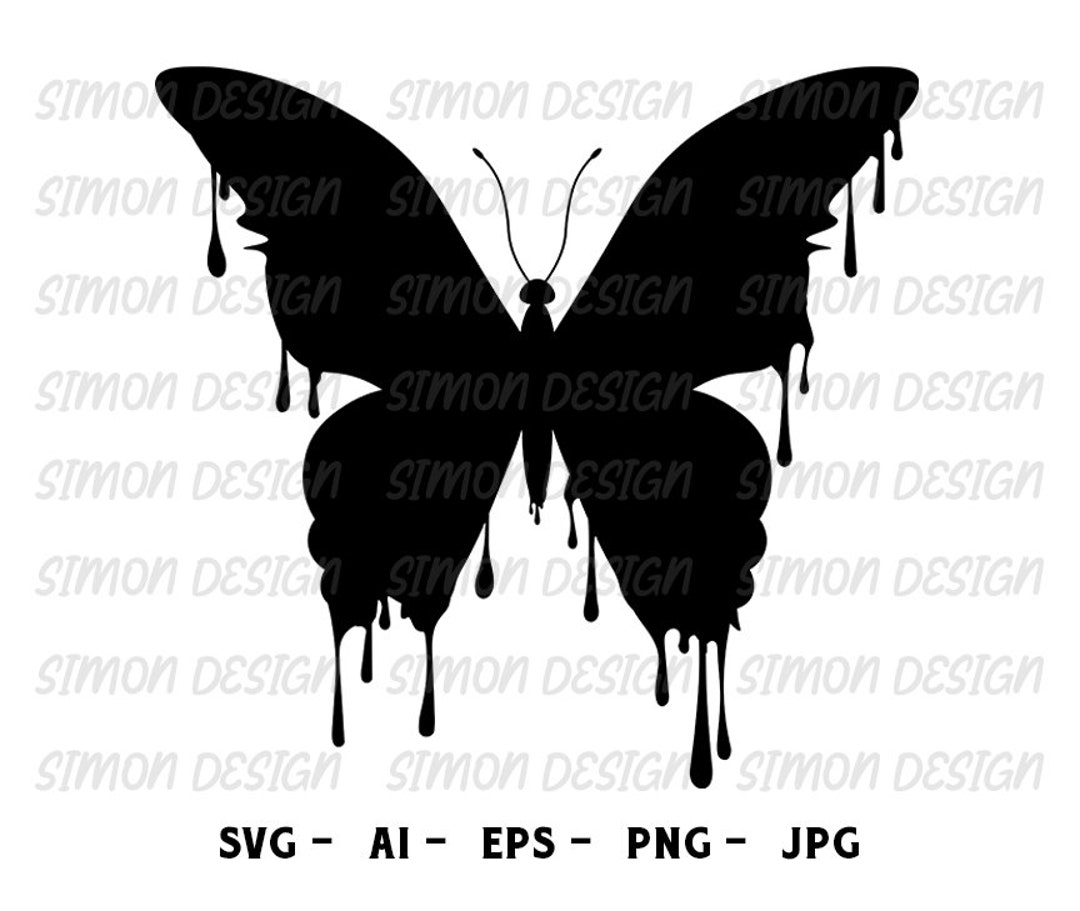 Melting Butterfly Svg, Dripping Butterfly Svg, Silhouette and Cricut ...